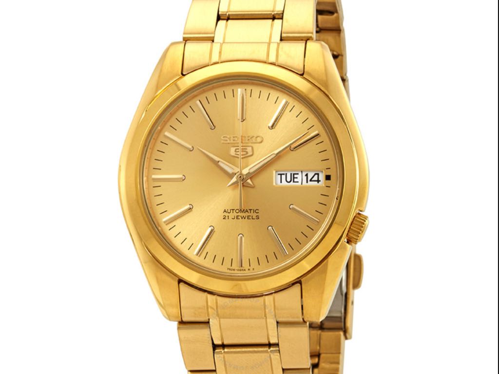 Seiko 5 SNKL48 Gold Tone Automatic Watch SNKL48K1 Brand New, Men's ...