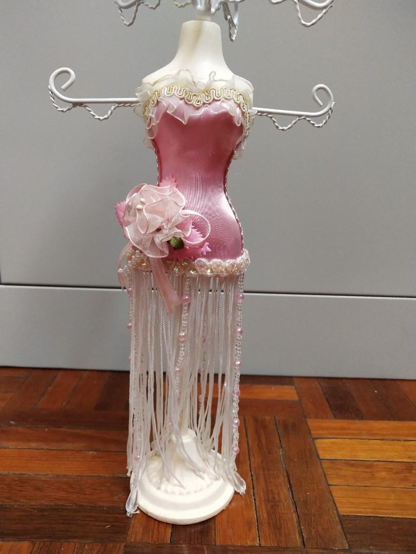 Vintage pink Jewellery Stand with mirror, Women's Fashion, Jewelry ...