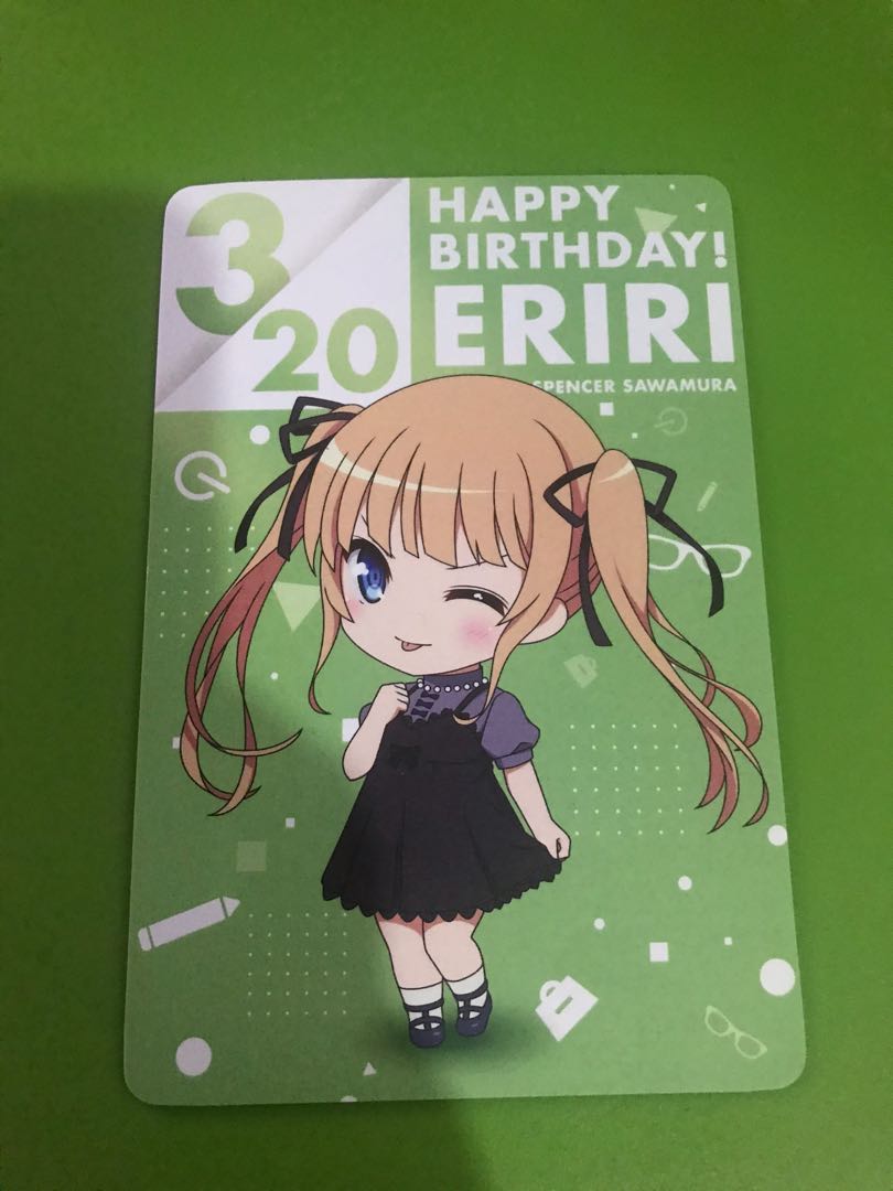 Aniplus cafe Saekano Eriri birthday card, Hobbies & Toys, Memorabilia ...