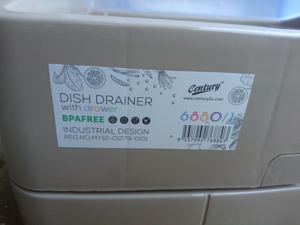 Century kitchen dish drainer with storage drawer big capcaity ...
