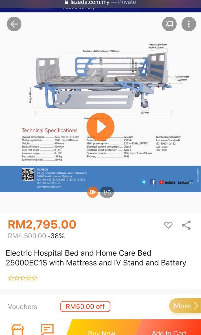 Hospital Bed Fully Electronic/ Katil Hospital Auto, Furniture & Home Living, Furniture, Bed ...