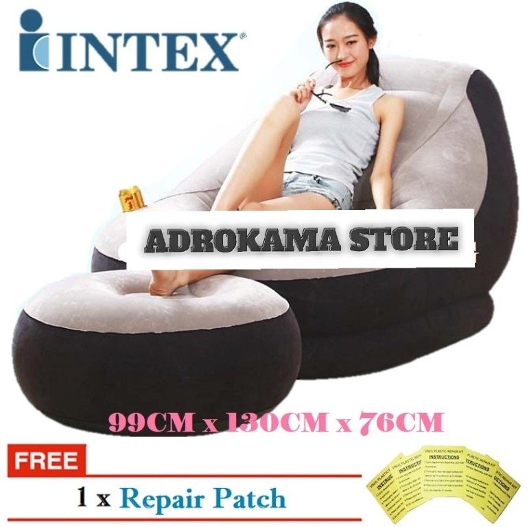 INTEX Inflatable Relaxing Air Sofa Seat Chair + Foot Rest Lounge, Furniture & Home Living ...