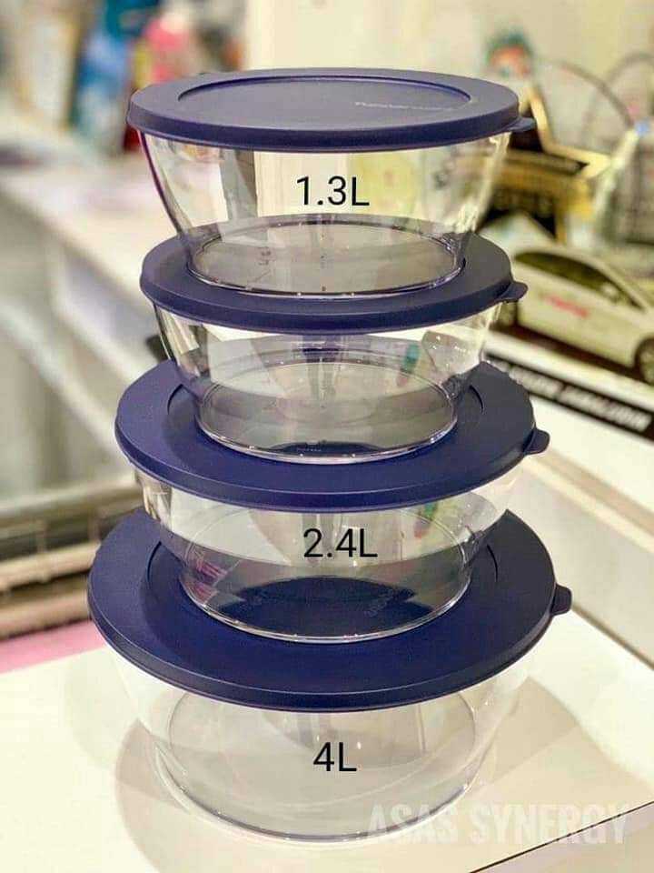 Tupperware Clear bowl 4in 1 set, Furniture & Home Living, Kitchenware ...
