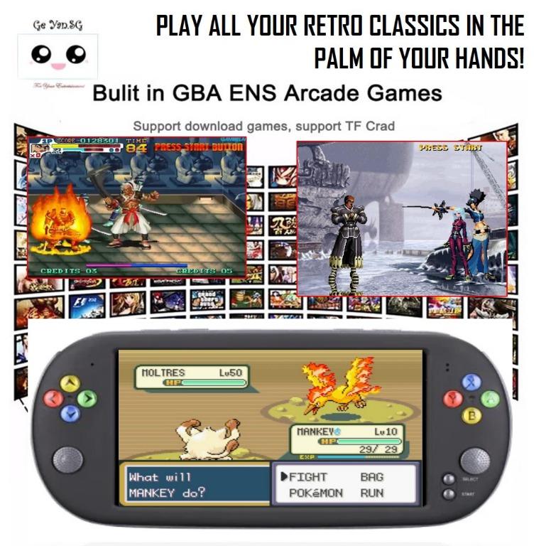 Ultra LARGE Screen 7" | 32 BIT RETRO Gaming GIANT Version Hand Held Set ...