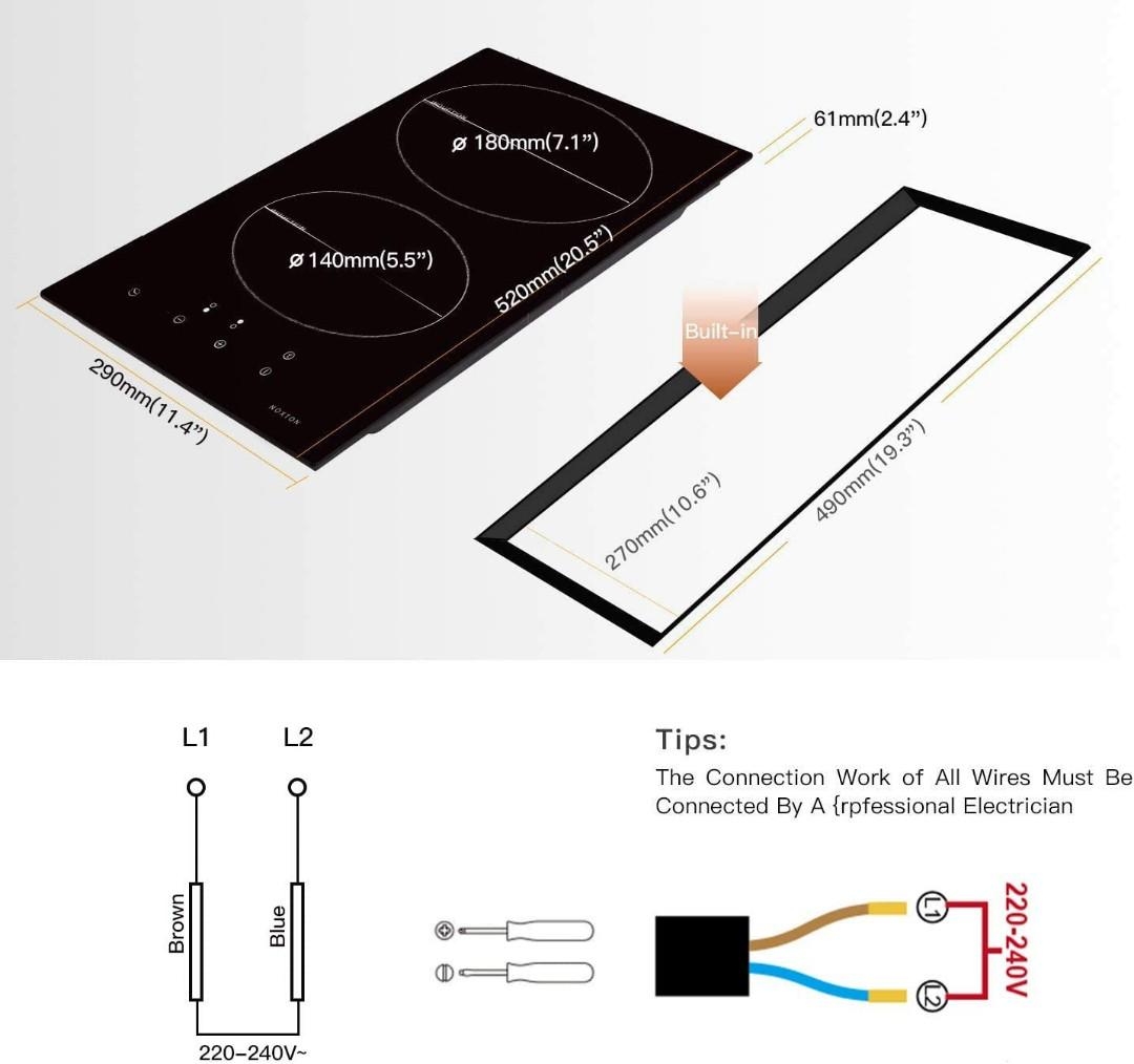 (274) NOXTON Induction Cooktop Built-in 2 Burners Electric Stove Top ...