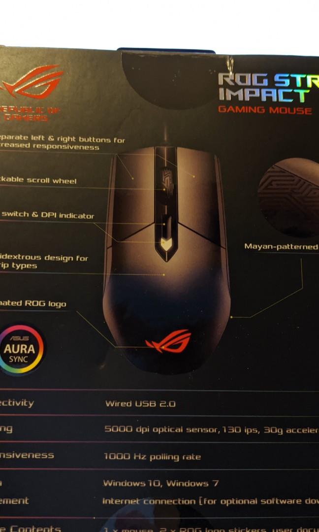 Asus ROG Strix Impact RGB mouse, 電腦＆科技, 手提電腦 - Carousell