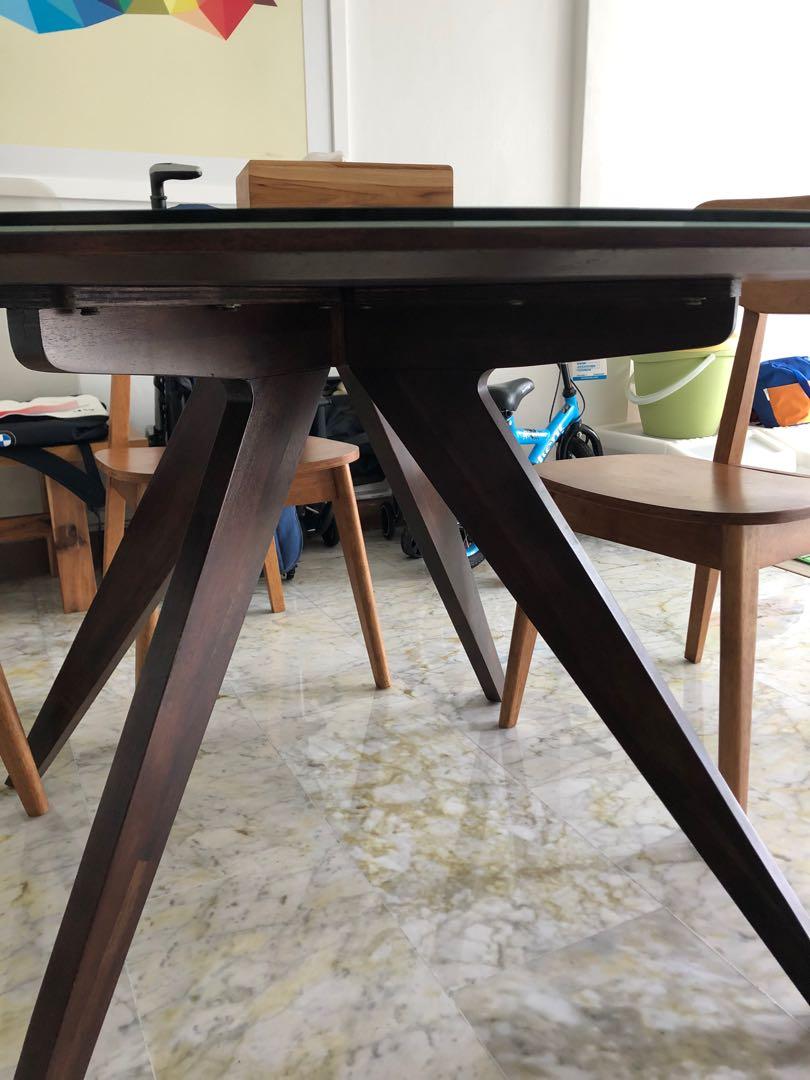 Commune Wood Round Dining Table with Free Glass Top, Furniture & Home ...