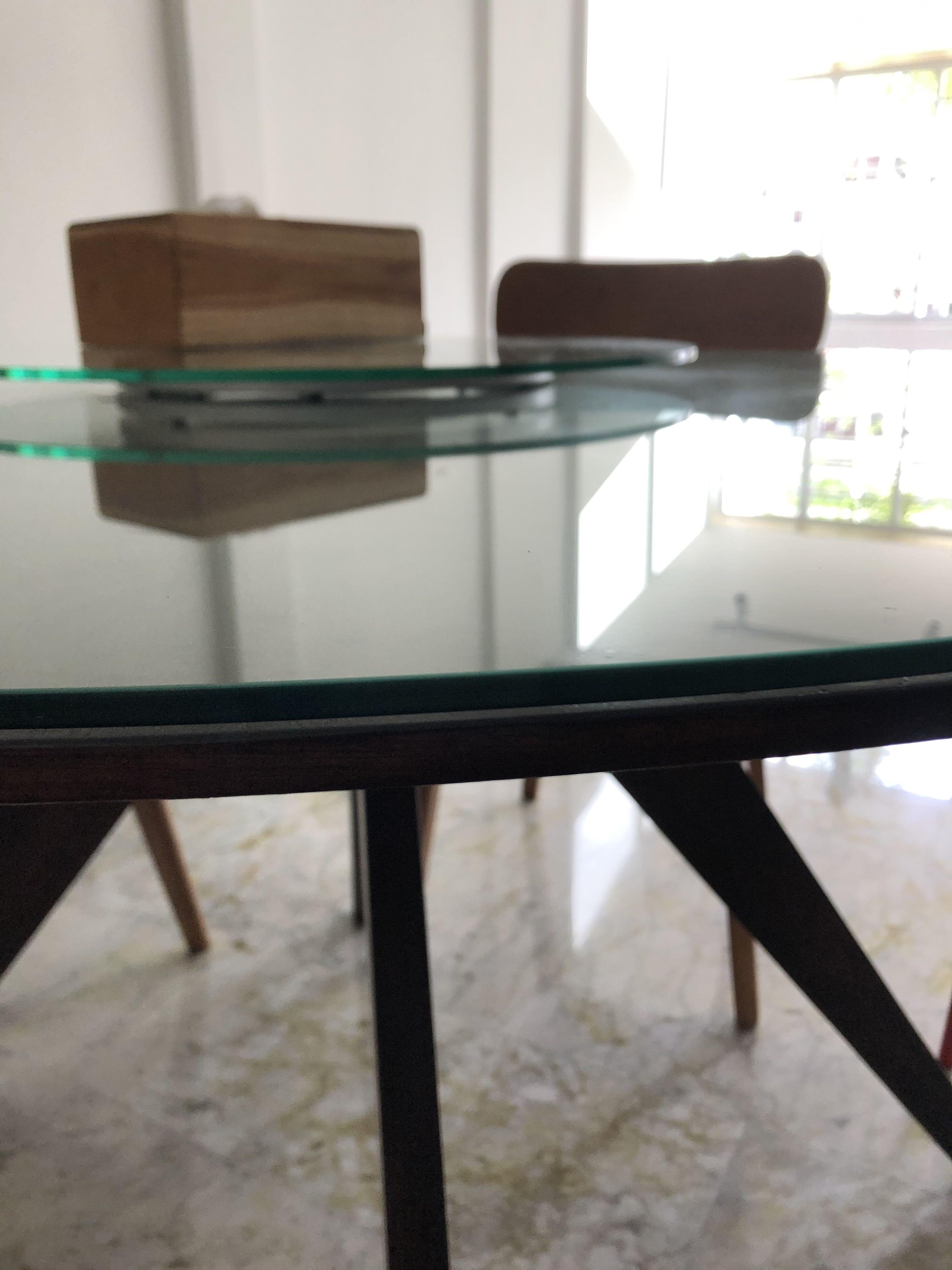 Commune Wood Round Dining Table with Free Glass Top, Furniture & Home ...