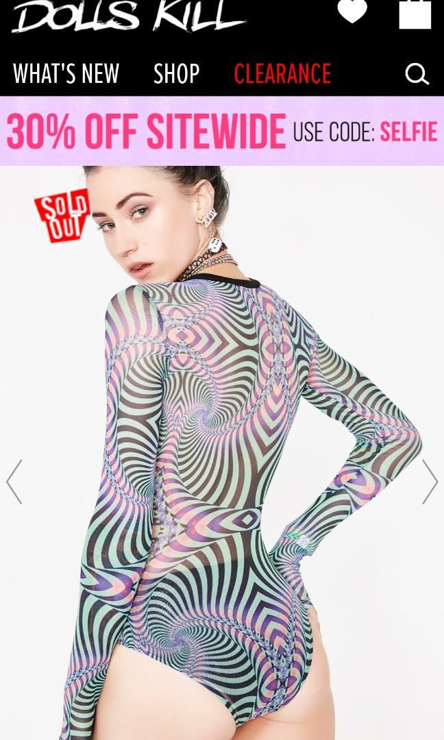 Dollskill Current Mood Mesh Bodysuit Brainwave Distortion Trippy Psychedelic, Women's Fashion ...