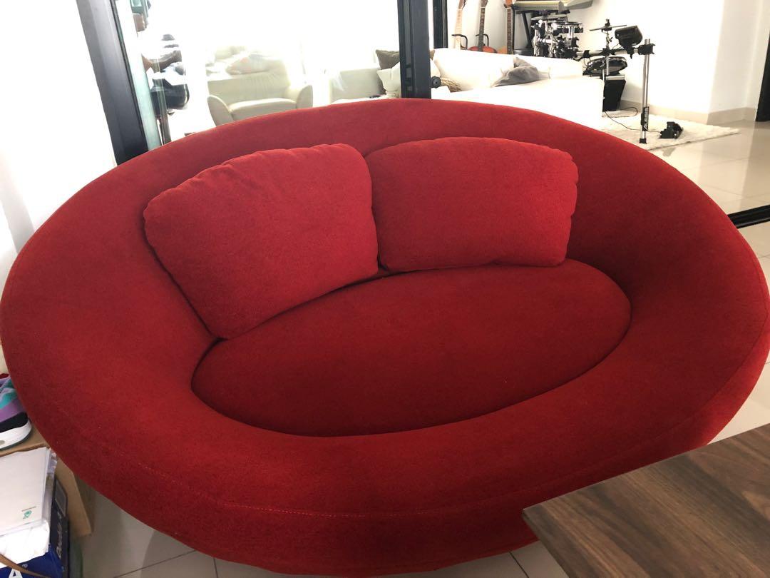 Red Round Sofa Chair | Baci Living Room