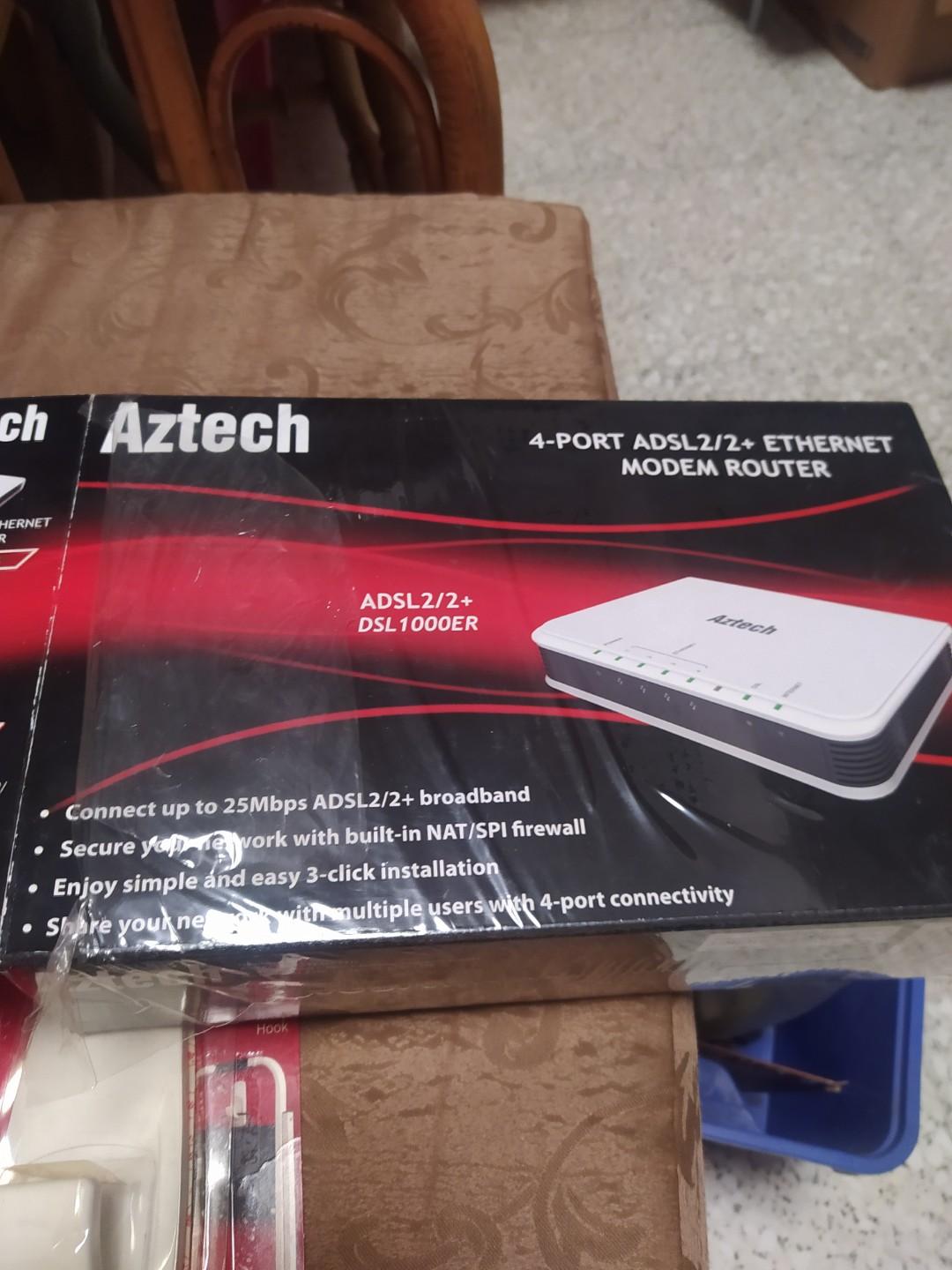 Singtel Aztech 4-port ADSL 2/2+ Ethernet Modem Router, Computers & Tech ...