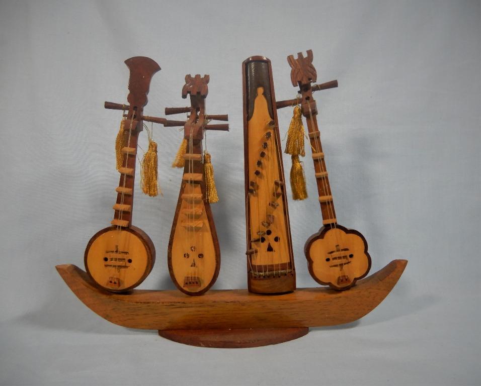 Vintage Chinese wooden string musical instruments set of 4, Furniture ...