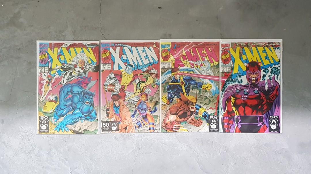 X-Men #1 (Lot of all 5 Variants) 1991 Jim Lee Series, Gatefold Special ...