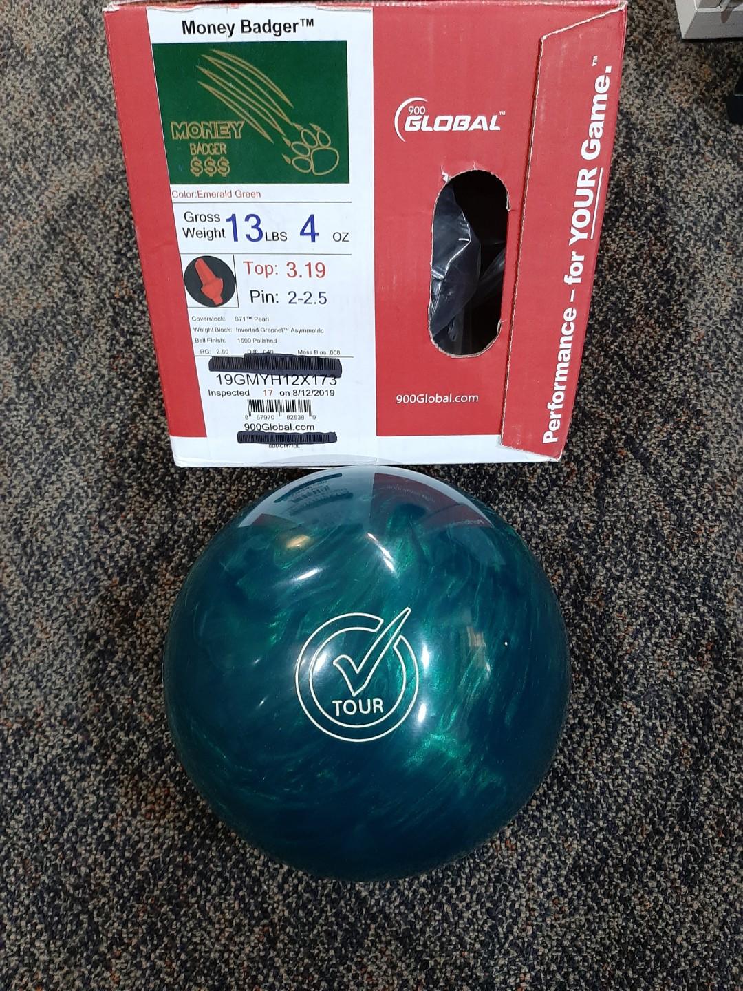 SALE!!! 900 Global Money Badger 13lbs Bowling Ball, Sports Equipment ...