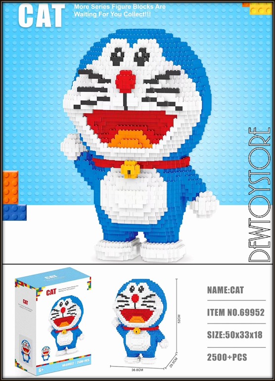 ⭐️ Brick Cat - Lego Build - Doraemon (52 cm / 20.5" tall) ⭐️, Hobbies ...