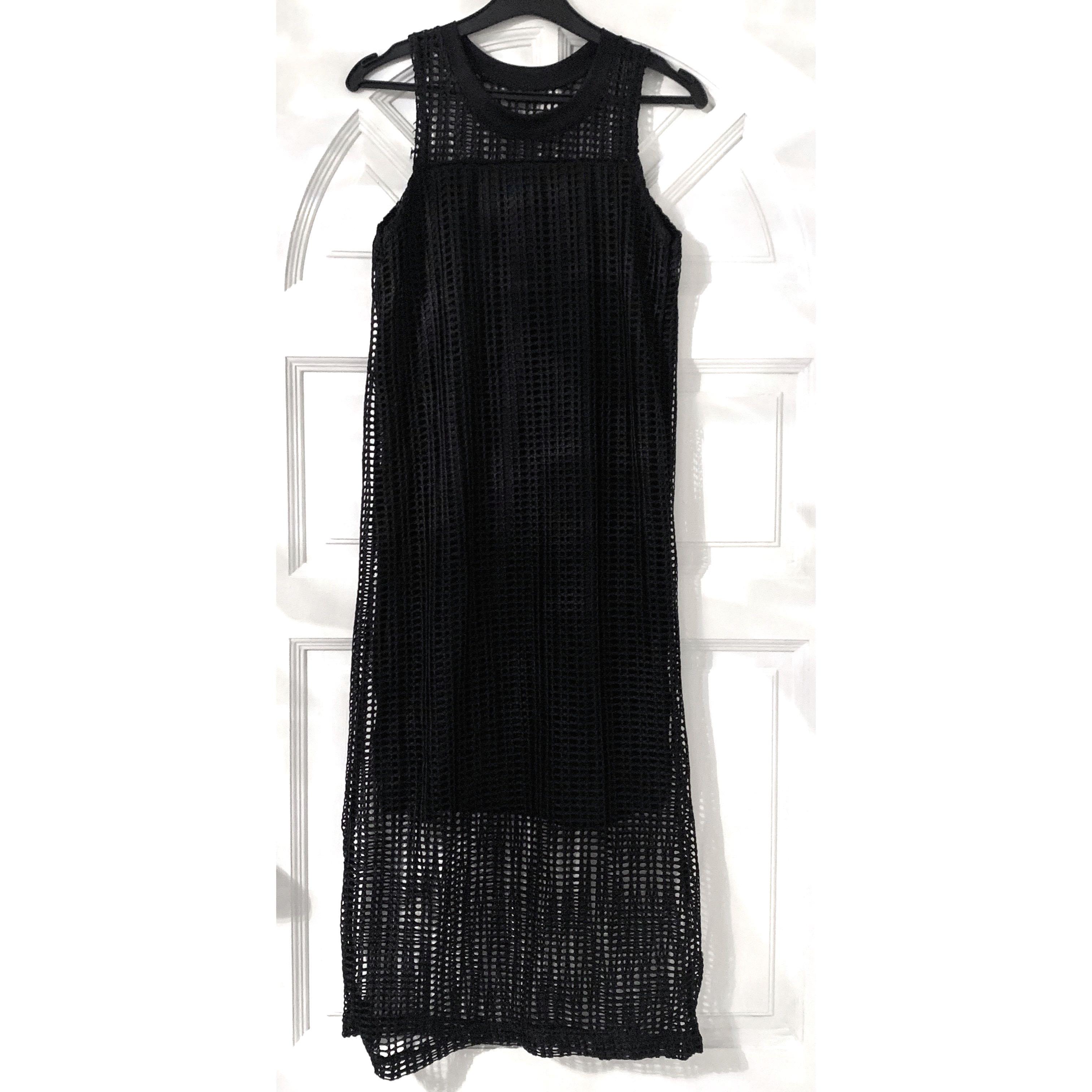 Black Netted Mesh See Through Maxi Long Dress, Women's Fashion, Clothes ...