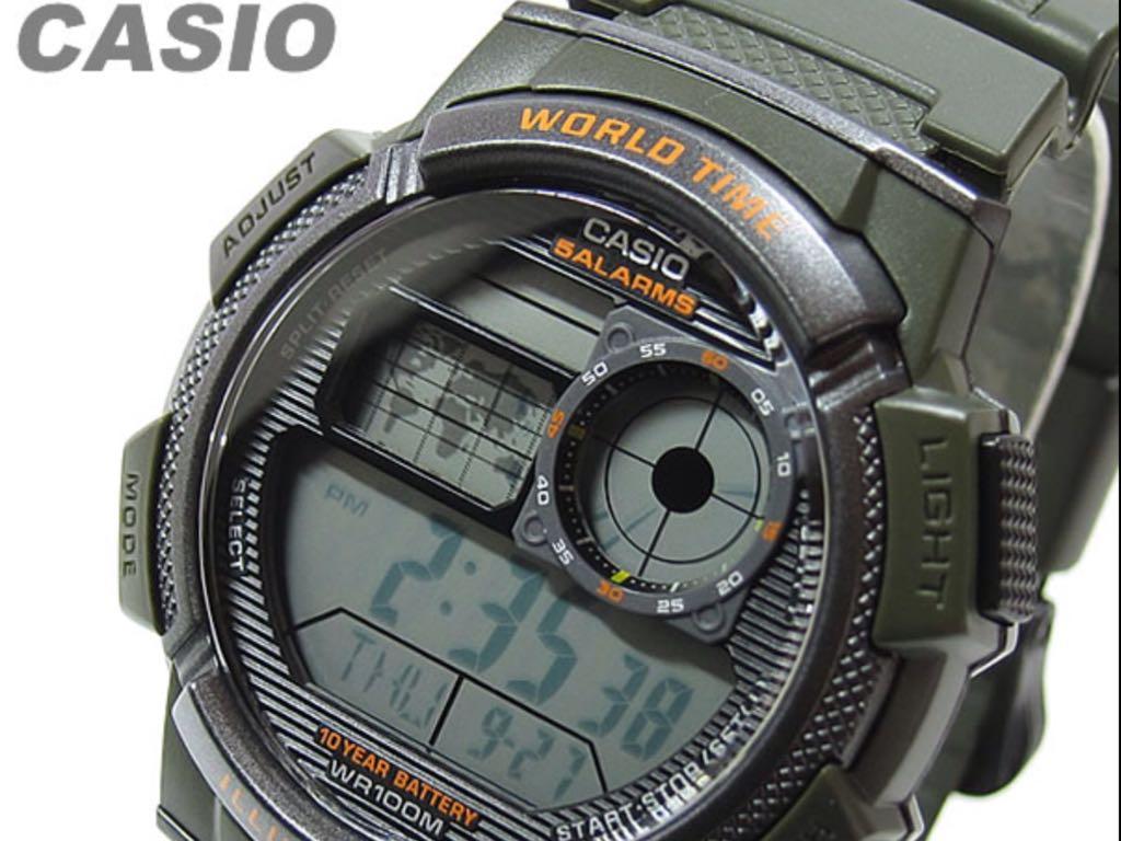 Casio Illuminator AE1000 Aircraft Digital Rubber Watch AE1000W-3A Brand ...