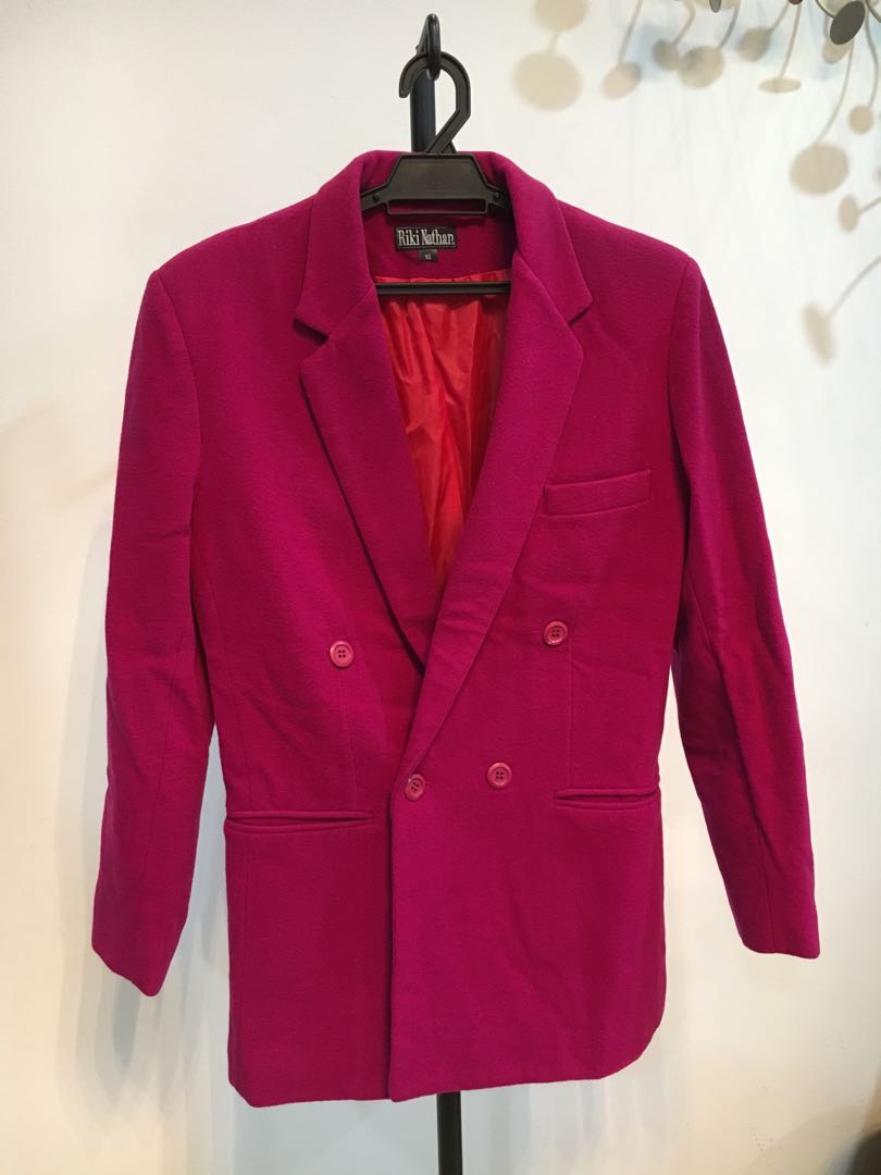 Pink Riki Nathan Wool Coat Jacket, Women's Fashion, Coats, Jackets and ...