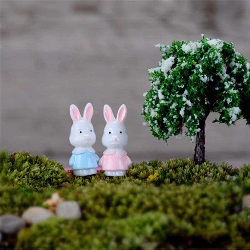 Terrarium Animal Figures: Couple Rabbits Set Terrarium Decoration ...