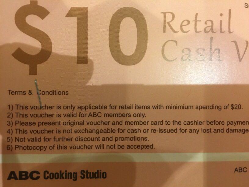 ABC Cooking Studio Retail Cash Voucher, Tickets & Vouchers, Vouchers on ...