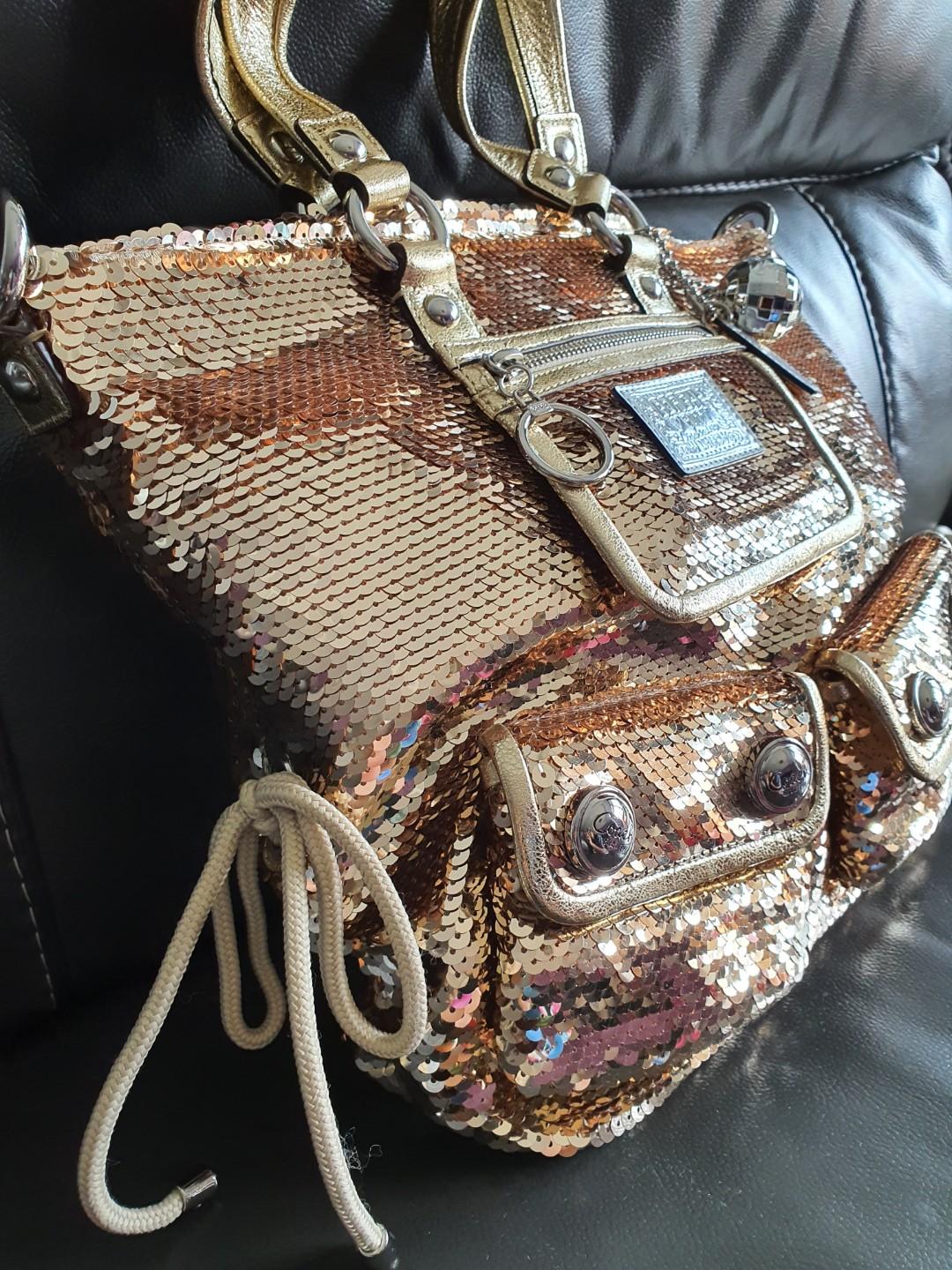 Coach Gold Sequin Handbag (Authentic), Women's Fashion, Bags & Wallets ...