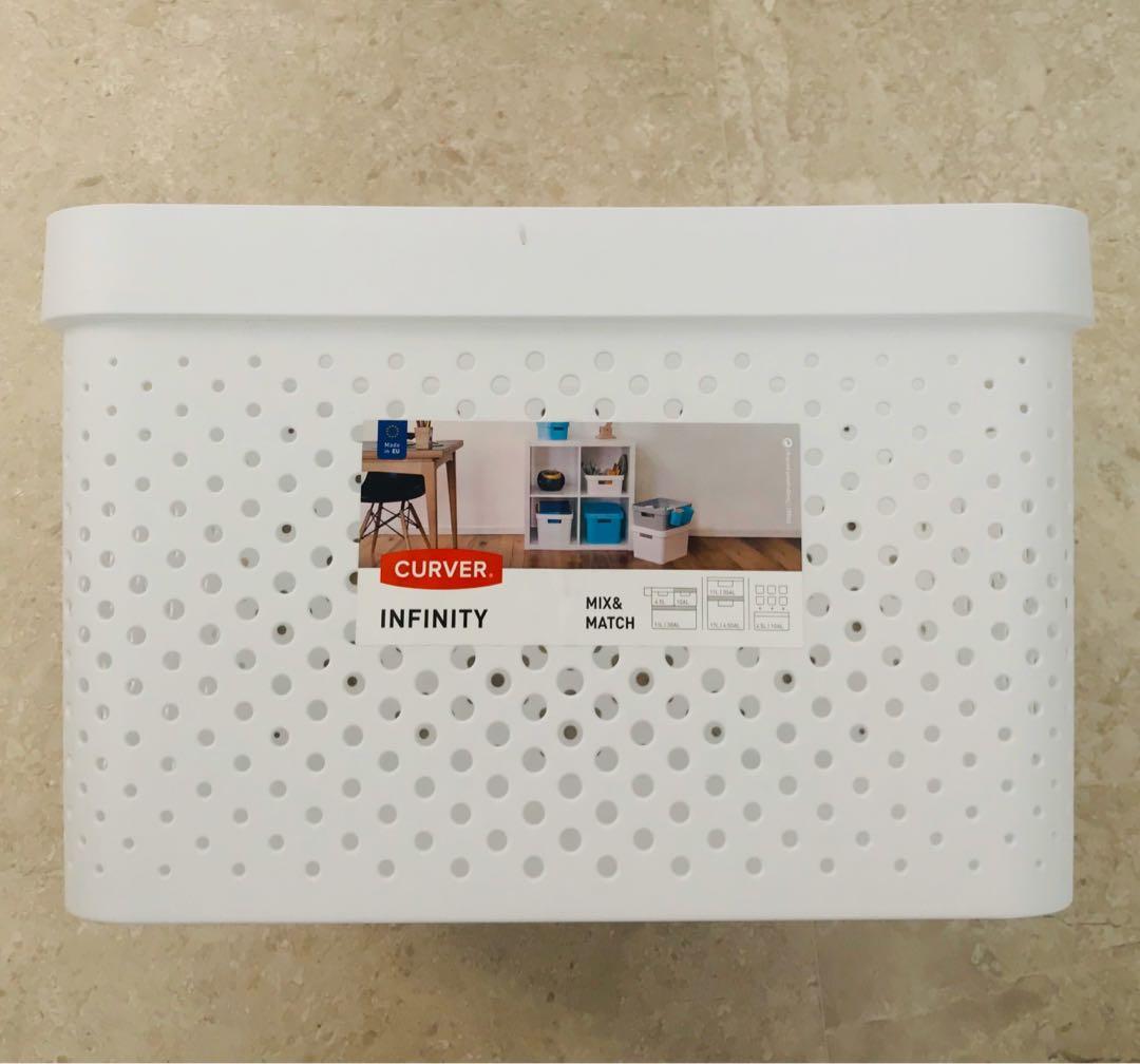Curver Infinity Mix & Match Storage Box Dots, Large (White), Furniture ...