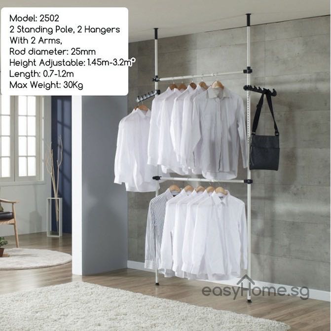 Korean Pole Clothes Rack / Laundry Rack, Furniture & Home Living ...