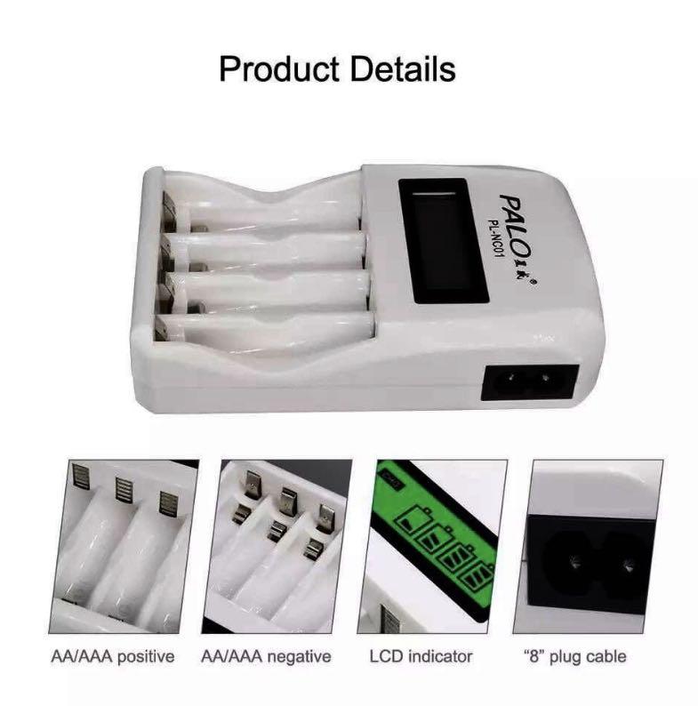 Nimh smart battery charger AA AAA rechargeable batteries 4 slots ...