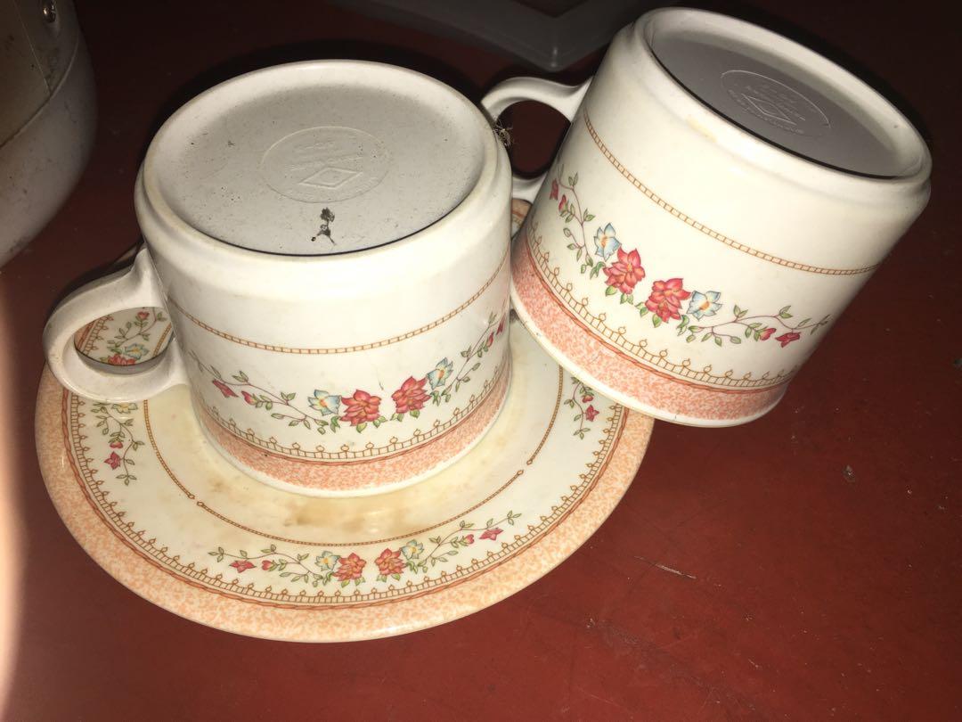 SET CAWAN + PIRING PINGGAN PLASTIK MUG SET SET MINUMAN CUP AND SAUCER ...