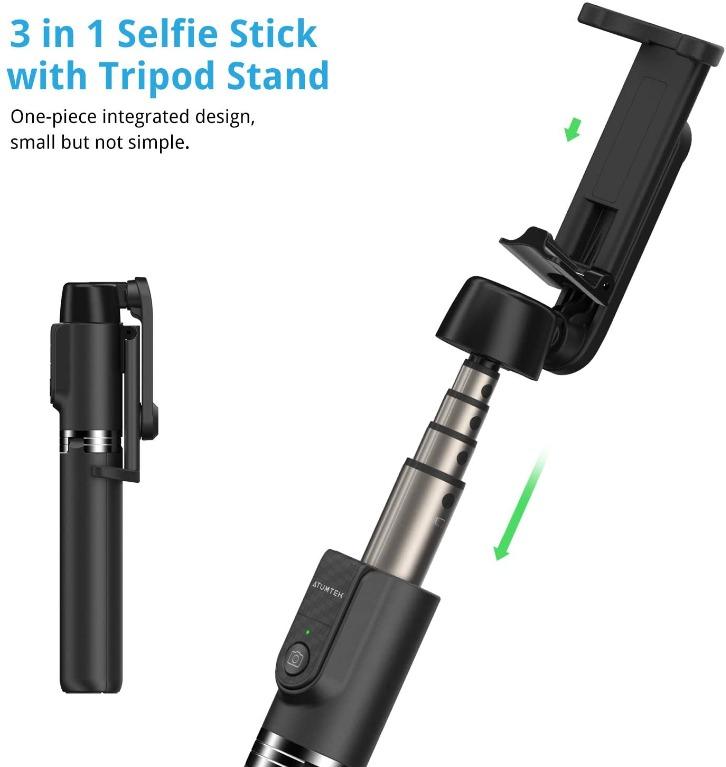 Atumtek Bluetooth Selfie Stick Tripod 360° Rotation Mini Extendable