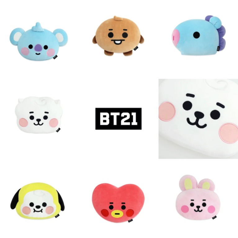 BTS BT21 BABY MOCHI FACE CUSHION 30CM, Hobbies & Toys, Collectibles ...