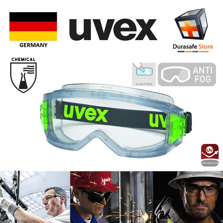 Uvex 9301906 Ultravision Wide Vision Chemical Goggle Anti-Fog Clear Len ...
