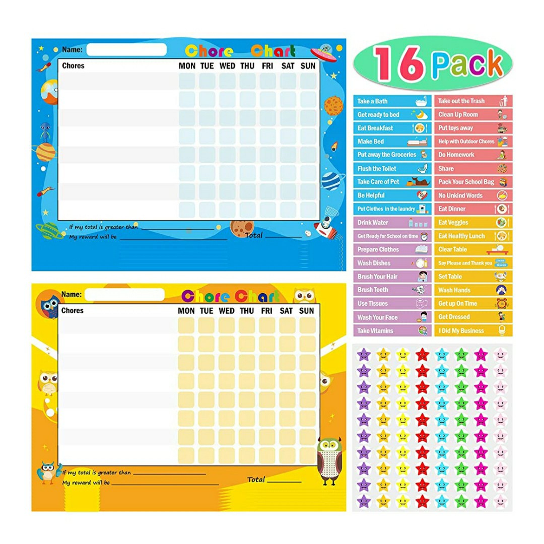 *In Stock* BN Pack of 16 Chores Responsibilities Rewards Chart for Kids ...