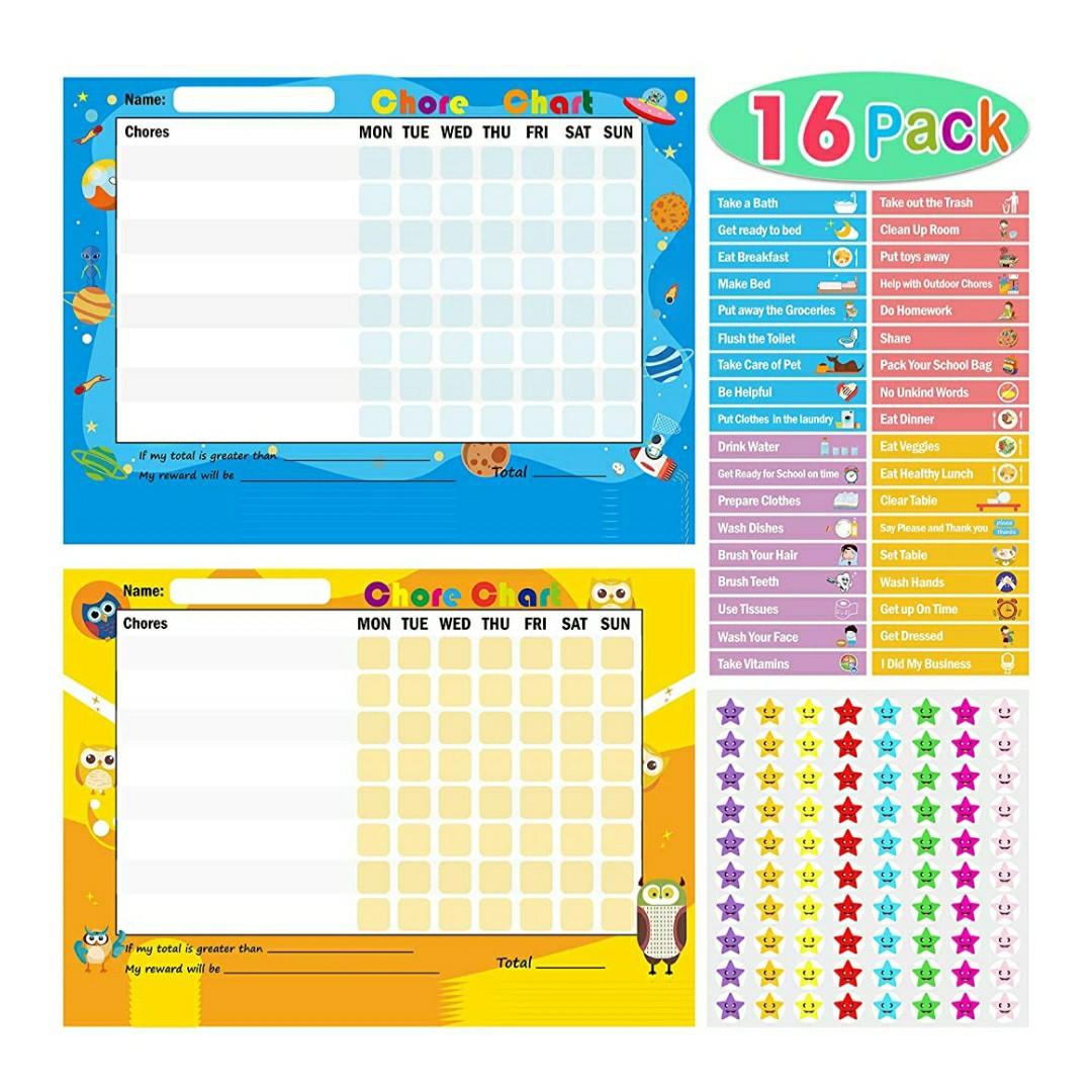 *In Stock* BN Pack of 16 Chores Responsibilities Rewards Chart for Kids ...
