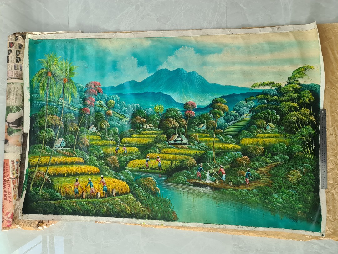 Rice/Paddy field acrylic painting, Hobbies & Toys, Stationery & Craft ...