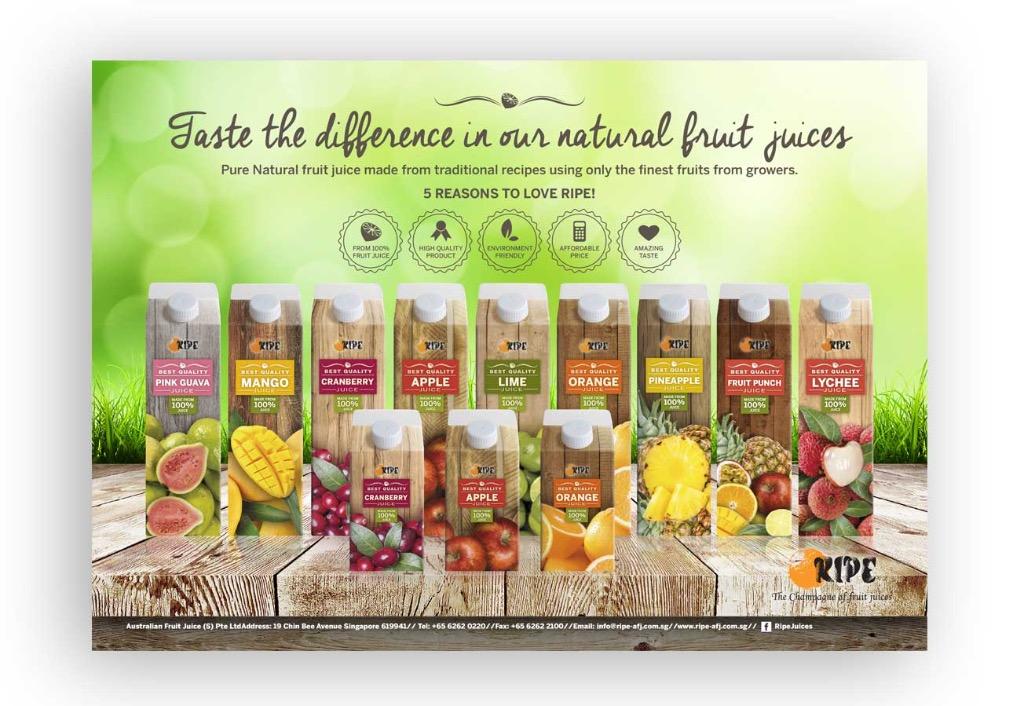 Ripe Fruit Juice 12 x 1L Hot Fill Packs, Food & Drinks, Packaged ...