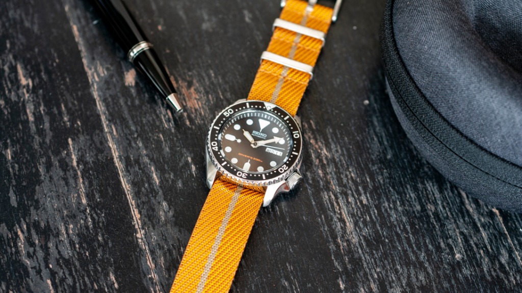 Twill Imperial Yellow Nato Watch Strap / Biege Divider for Seiko ...