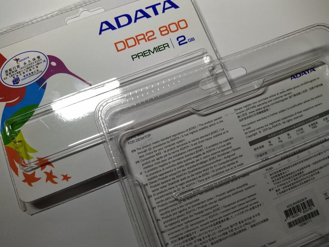 ADATA DDR2 800 4GB (2GB x 2) with opened original package, labelled ...