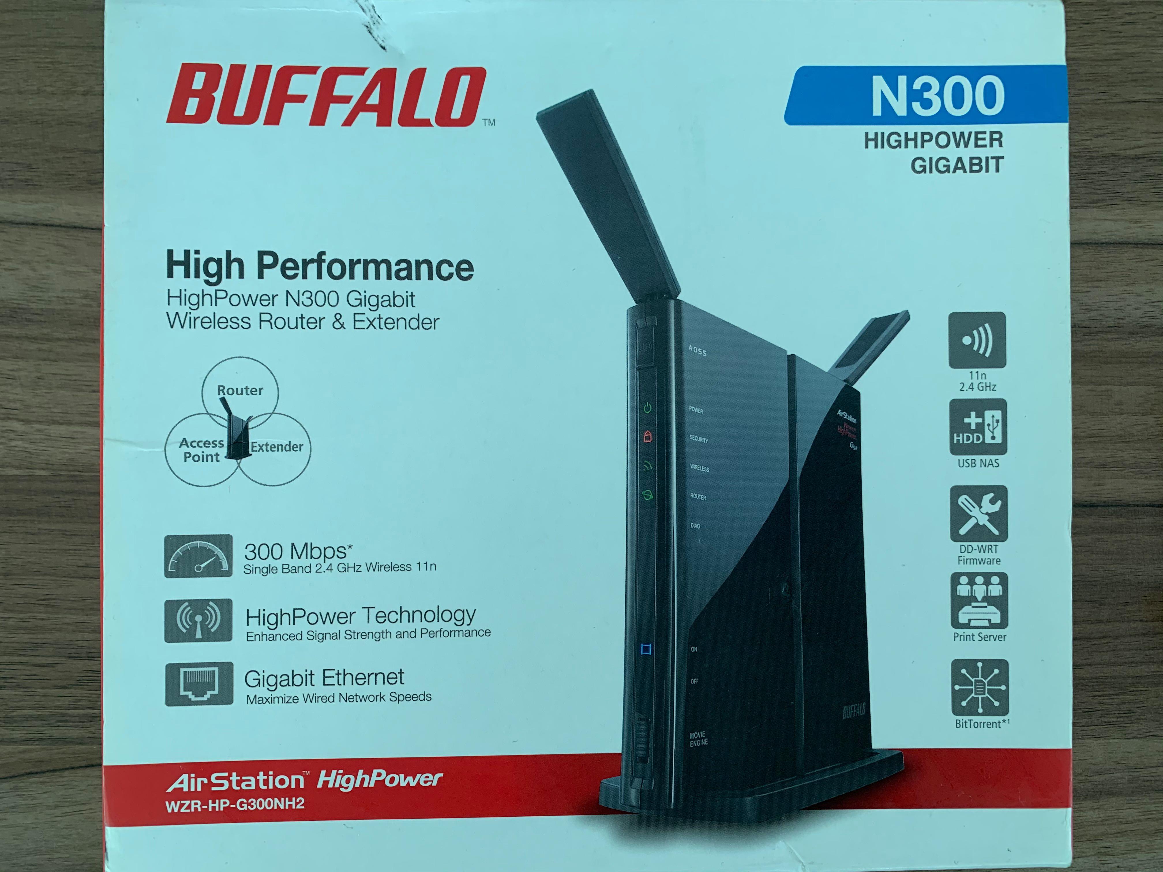 Buffalo WiFi Gigabit Router WZR-HP-G300NH2, 電腦＆科技, 電腦周邊及配件, Wifi及上網相關產品 ...
