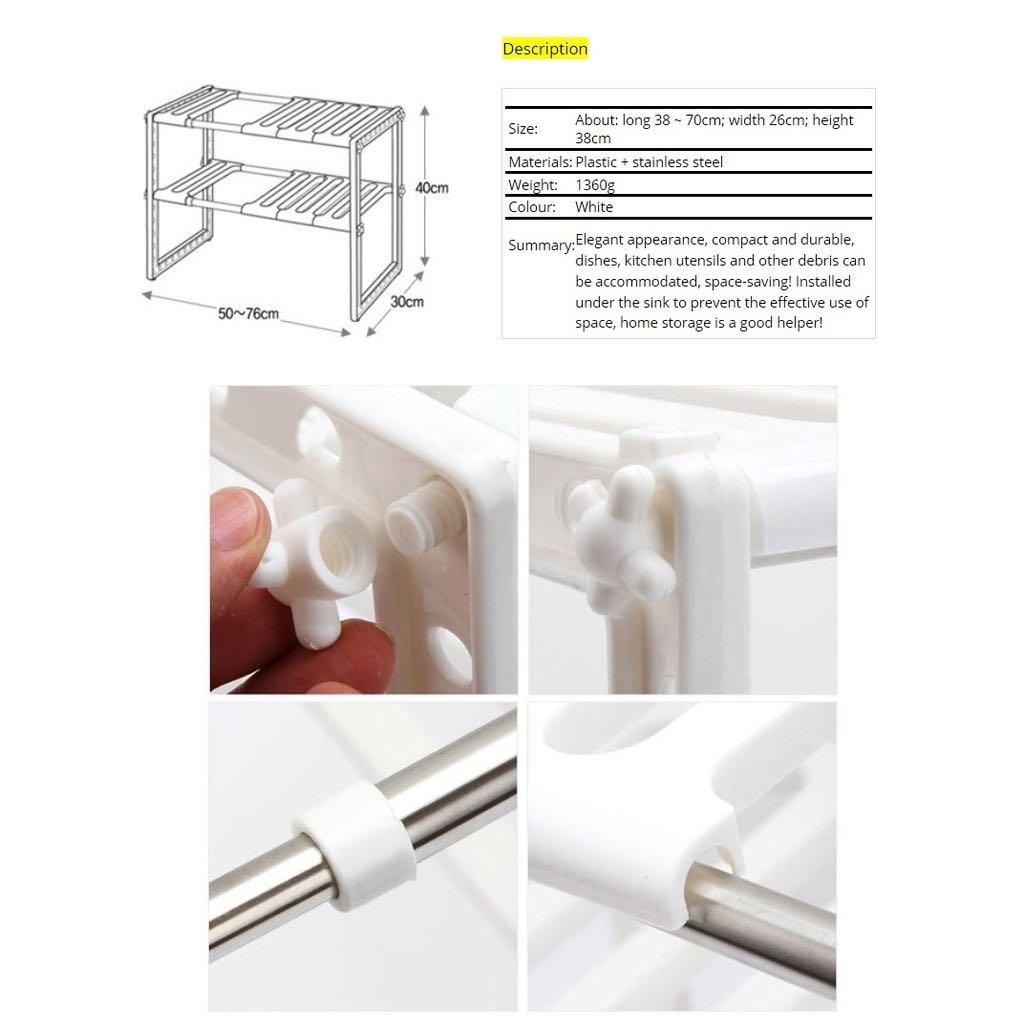 Expandable Rack Under Sink Storage 2 Tiers, Furniture & Home Living ...