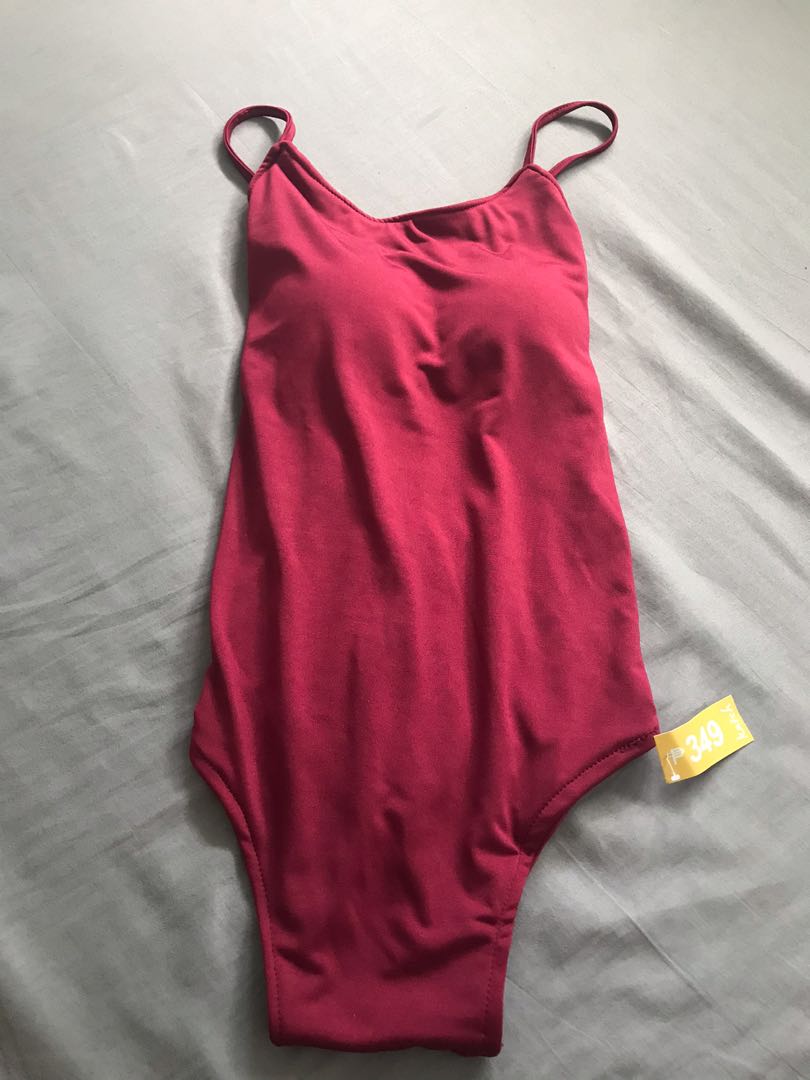 One Piece Maroon Swimsuit Womens Fashion Swimwear Bikinis