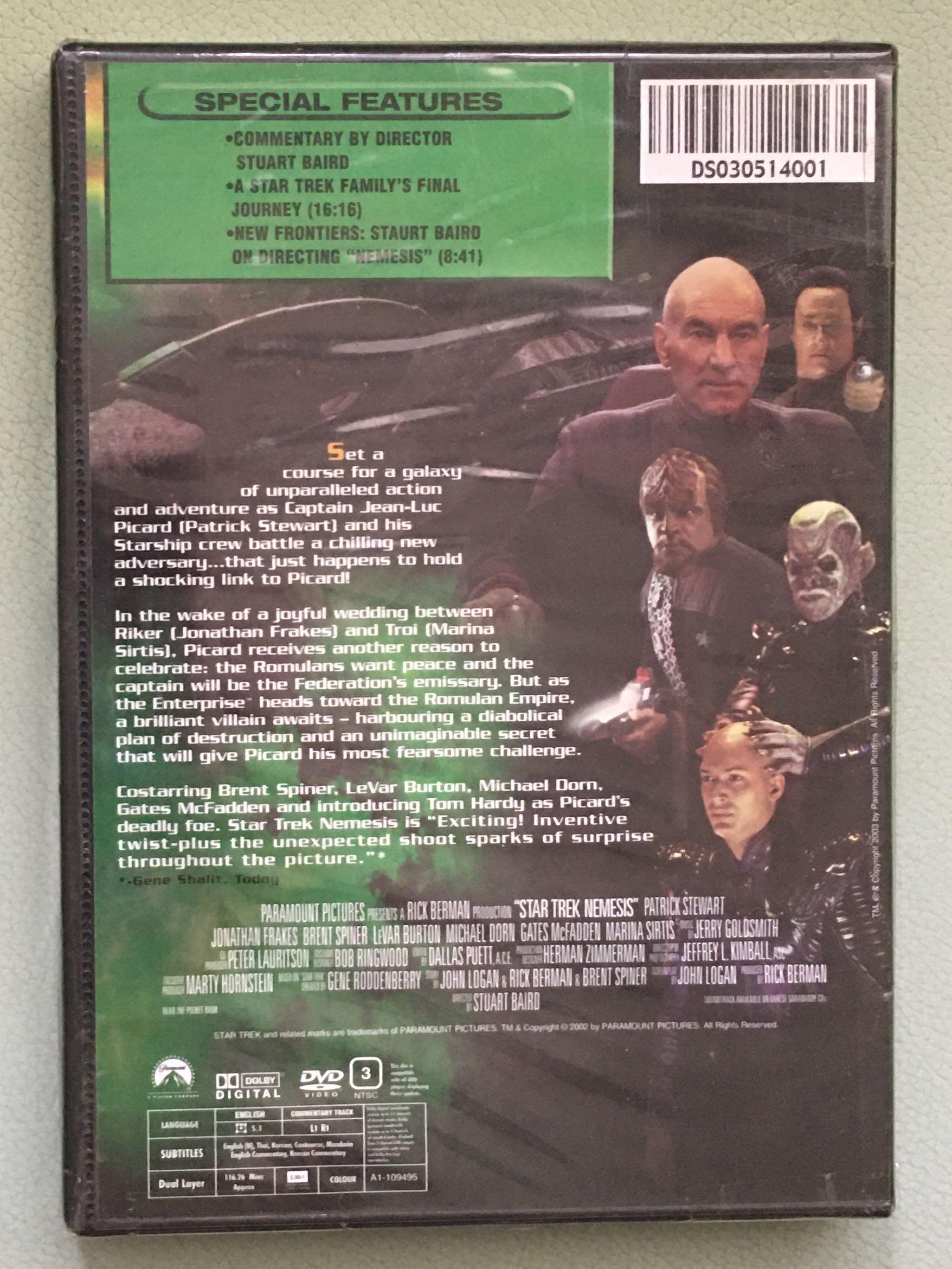 STAR TREK: NEMESIS, Patrick Stewart, Brand new DVD, Hobbies & Toys ...