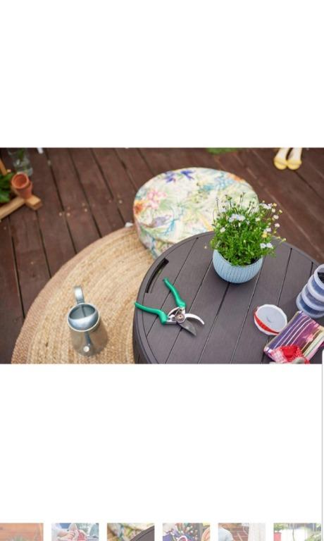 (WTS) Keter Outdoor Storage Circular Round Coffee Table 37 Gallon Circa ...