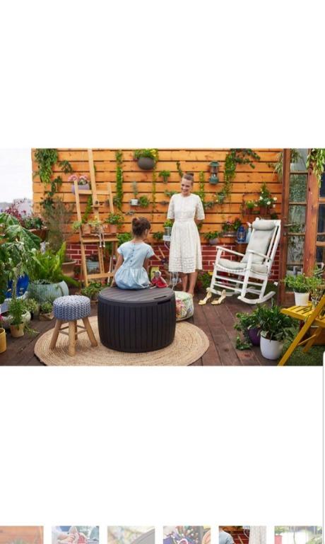 (WTS) Keter Outdoor Storage Circular Round Coffee Table 37 Gallon Circa ...