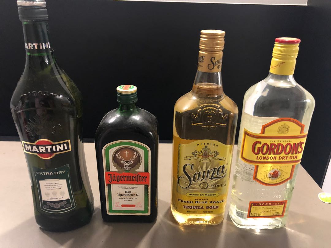 Alcohol Liqours (Tequila, gin, jaegermeister, martini), Food & Drinks ...