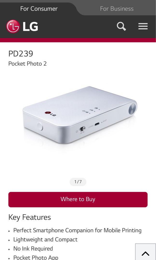 LG photo printer - no ink needed, Computers & Tech, Printers, Scanners ...