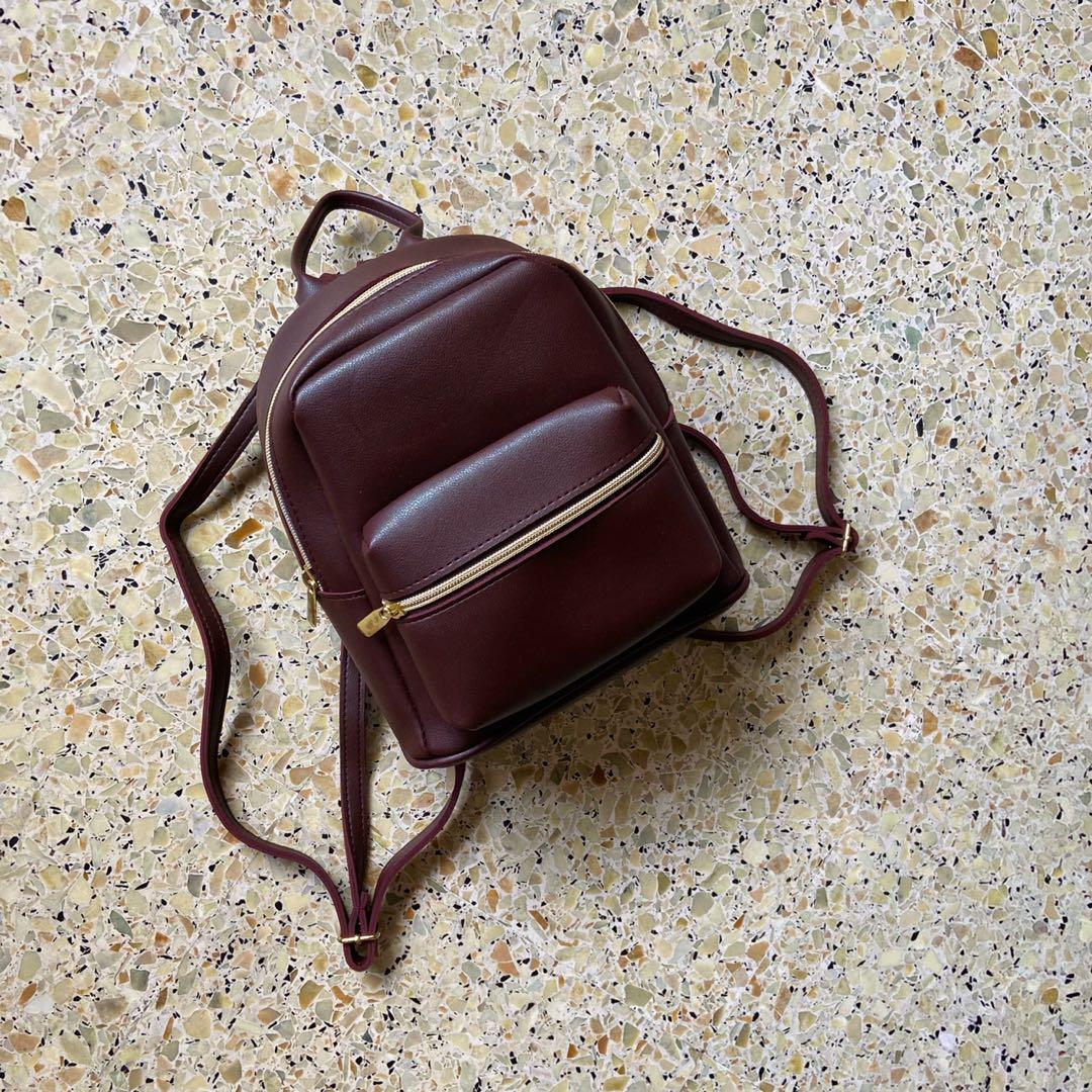 Mini Backpack - Maroon, Women's Fashion, Bags & Wallets, Backpacks on Carousell