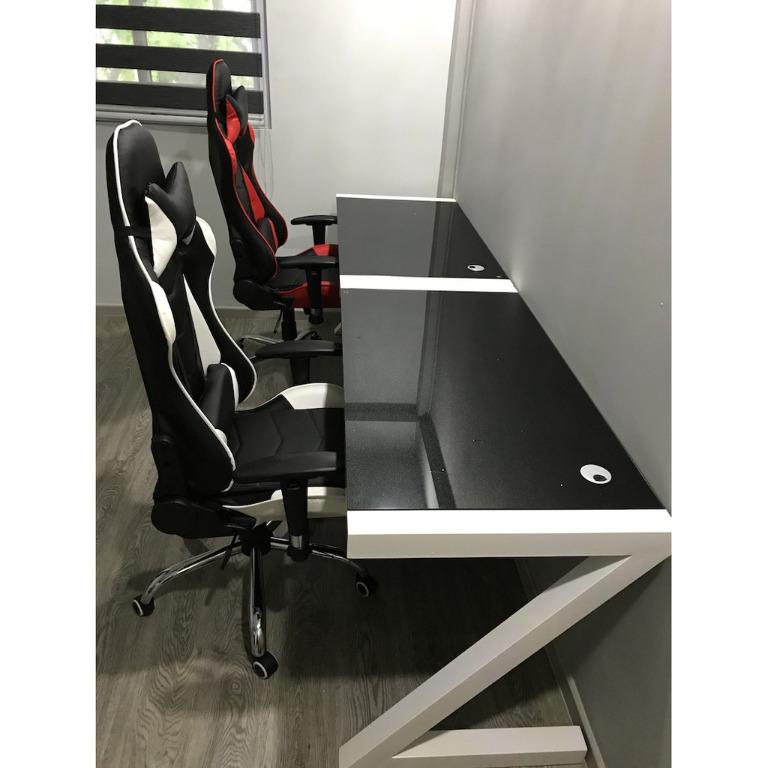 Tempered Glass Top Study Table Study Desk Computer Table with Modern ...