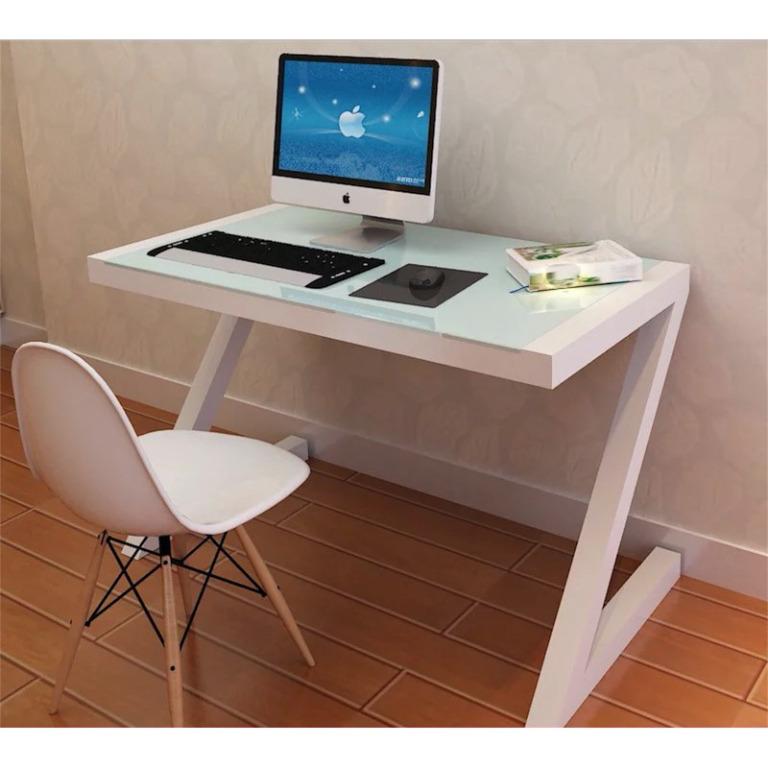 Tempered Glass Top Study Table Study Desk Computer Table with Modern ...