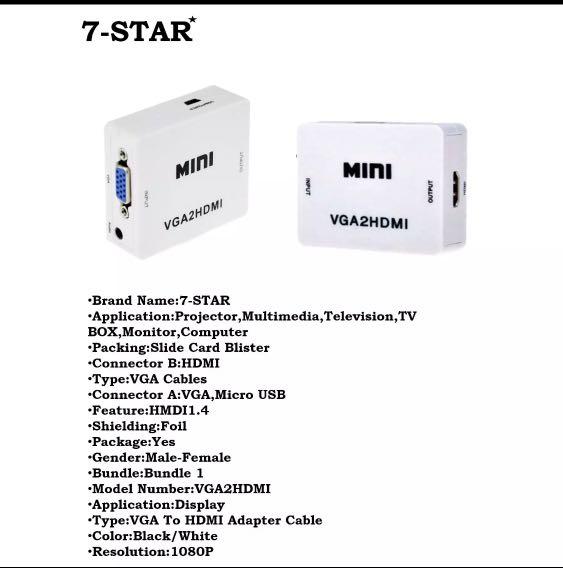 VGA to HDMI Converter/Adapter/Cable for CCTV Camera, IP Camera, TV/PC ...